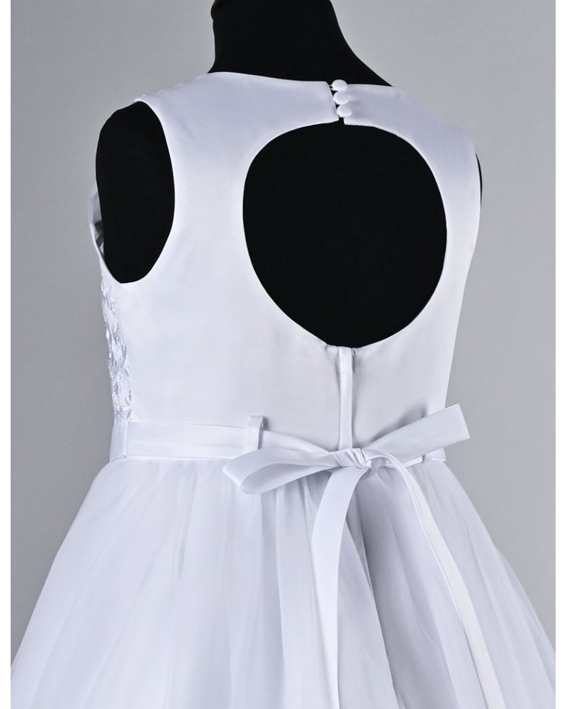 Robe communion Clémence : Bustier floral et élégant dos nu