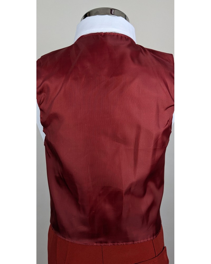 Costume enfant terracotta – Col satiné rouge pour cérémonie