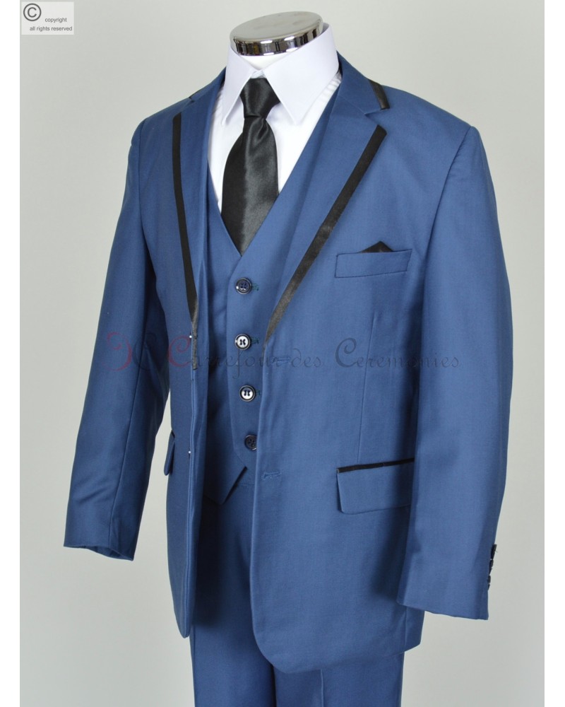 Tenue Événement Garçon bleu liseré noir - Chic Absolu