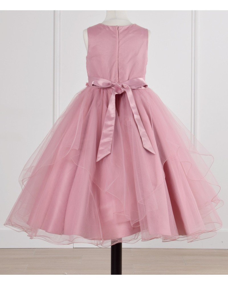 Robe de petite fille d'honneur vieux rose