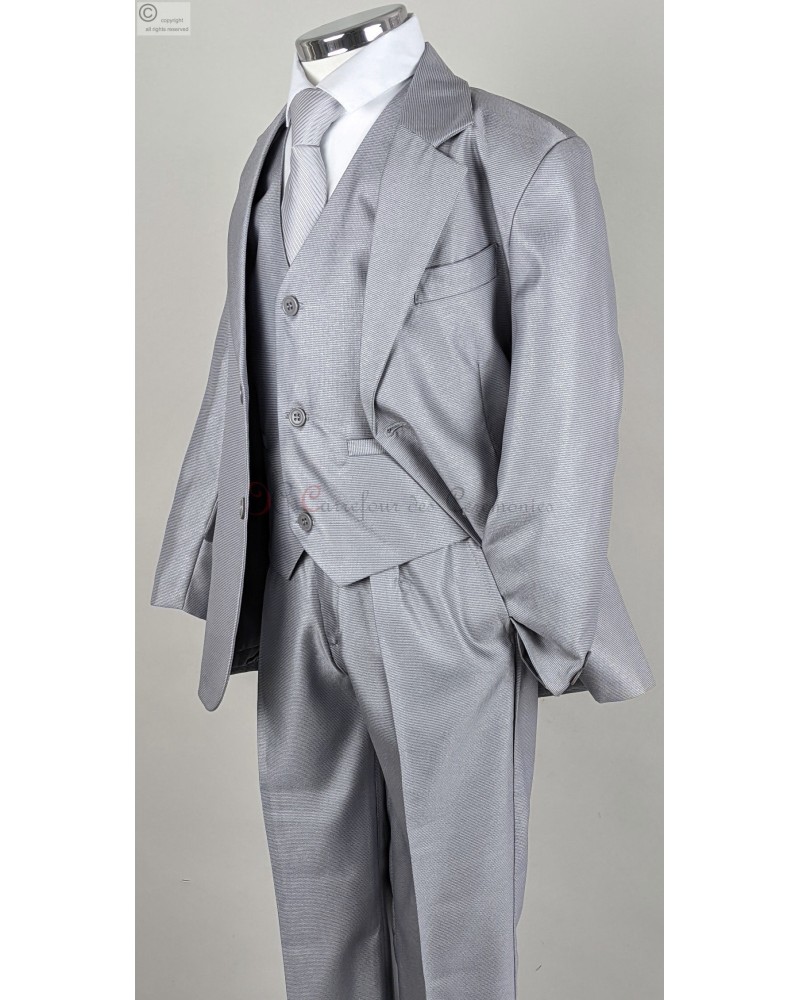 Costard enfant gris en 3 pièces - aspect légèrement satiné