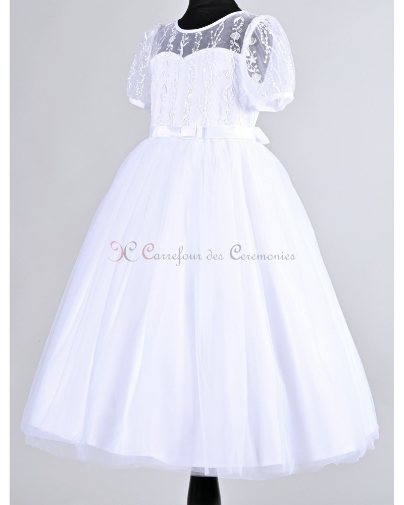 Robe communion haut de gamme fillette blanche