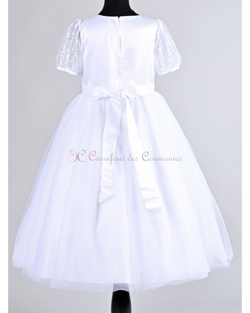 Robe communion haut de gamme fillette blanche