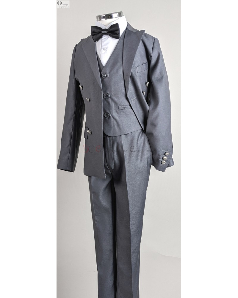 Costume garçon gris veste bouton croise