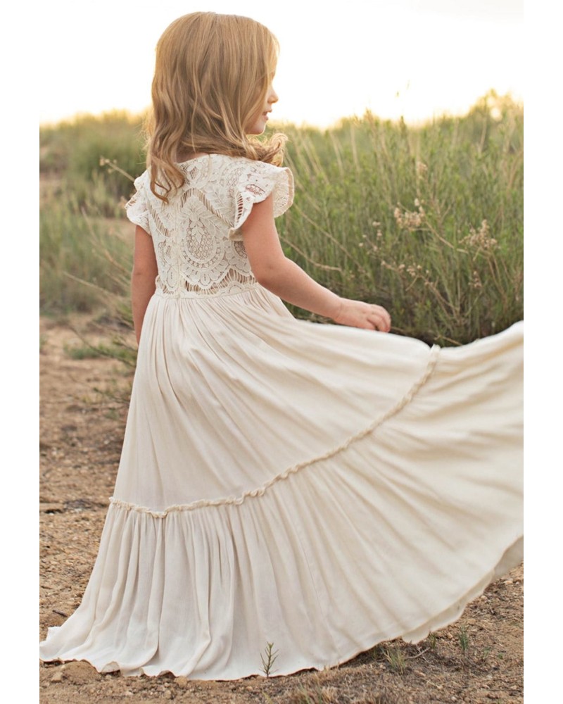 Robe fillette ceremonie | Style bohème couleur blanche