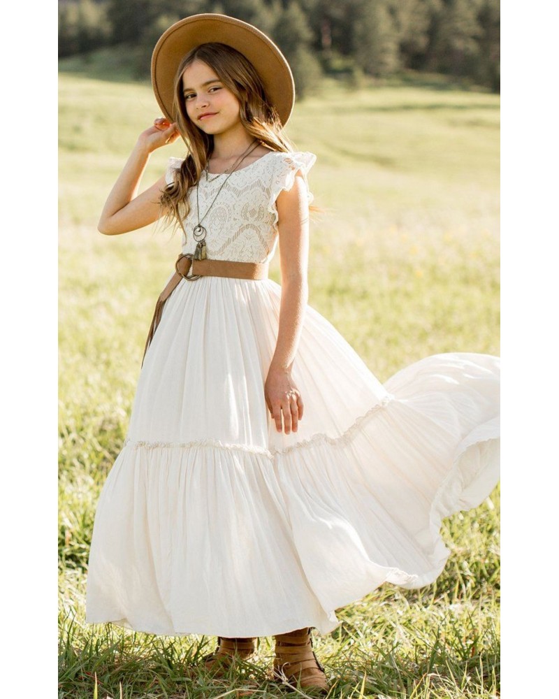 Robe fillette ceremonie | Style bohème couleur blanche