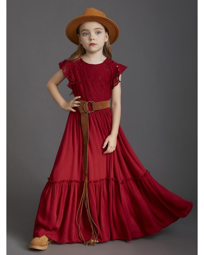 Robe style bohème couleur bordeaux pour fille