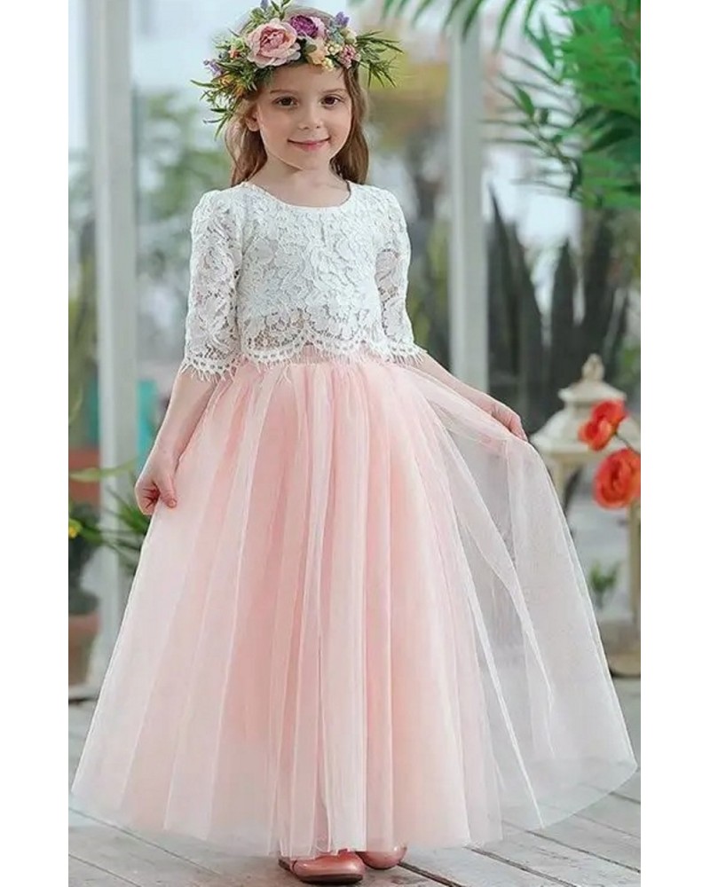 Robe de cérémonie fille écrue et rose | Tradition et style