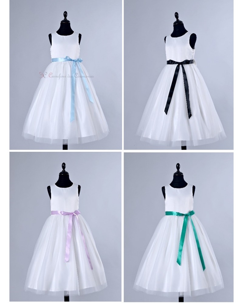 Robe de Communion pour Petite Fille avec Ceinture
